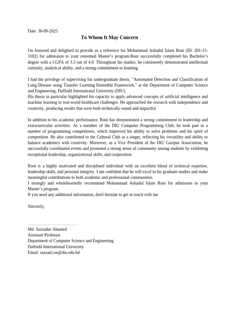 Final Recommendation To Supervisor | PDF