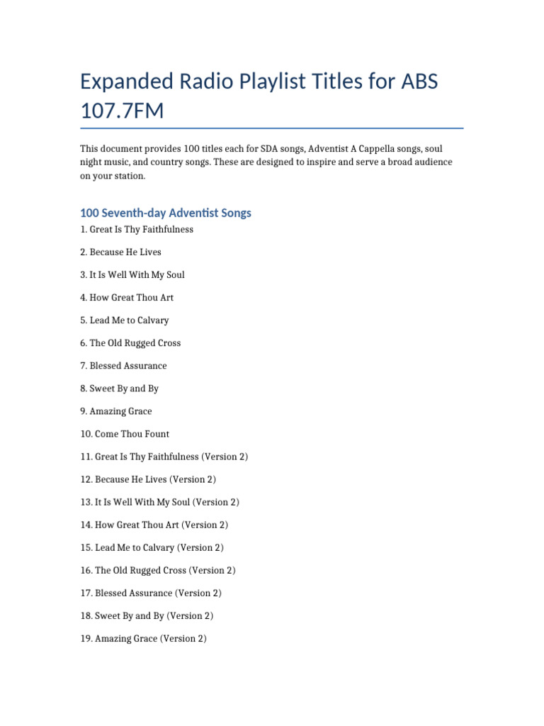 300 Song Titles for Radio Playlists | PDF | American Songs | Singles ...