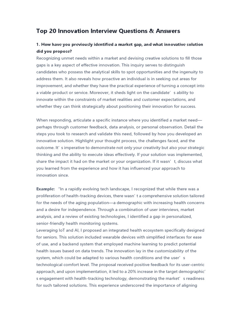 Top Innovation Interview Questions & Insights | PDF | Innovation ...