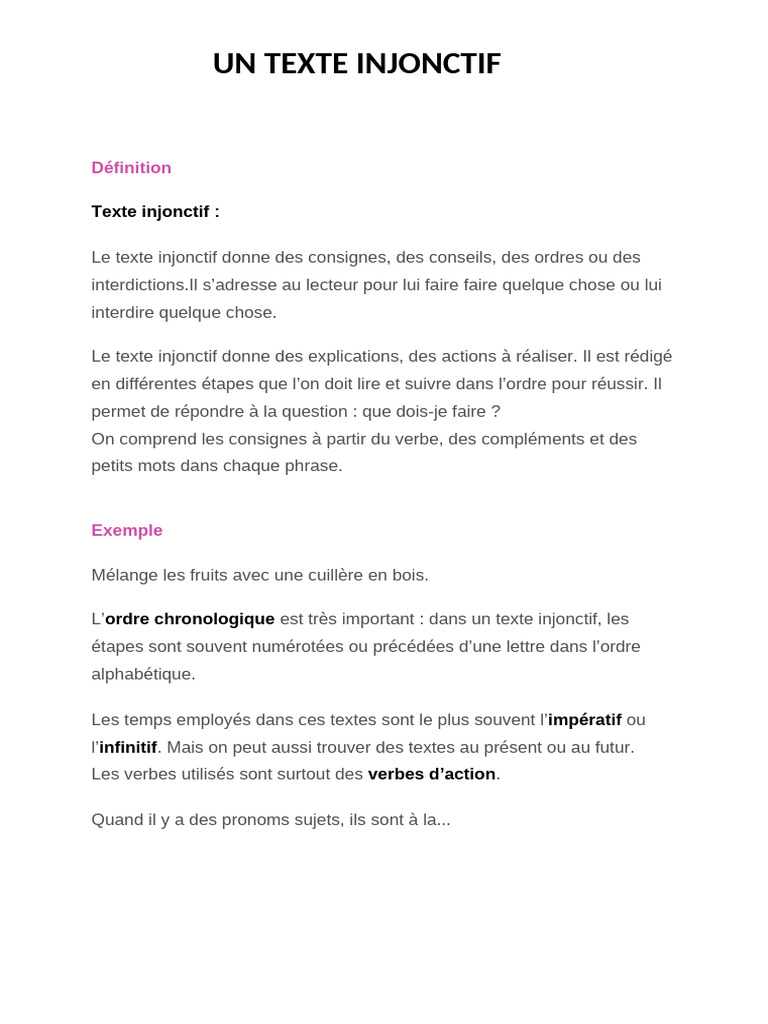 Comprendre le texte injonctif | PDF