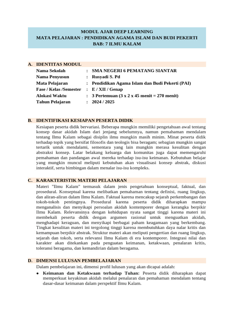 Modul Bab 7 Ilmu Kalam | PDF