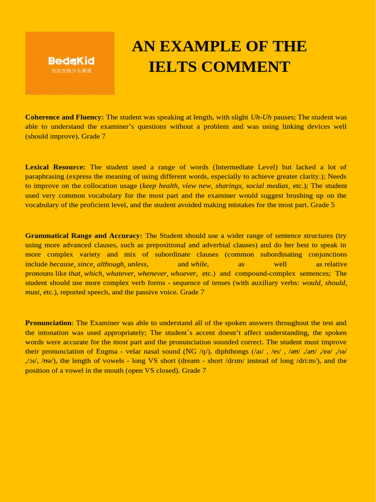An Example of The Ielts Comment | PDF | Clause | Vowel