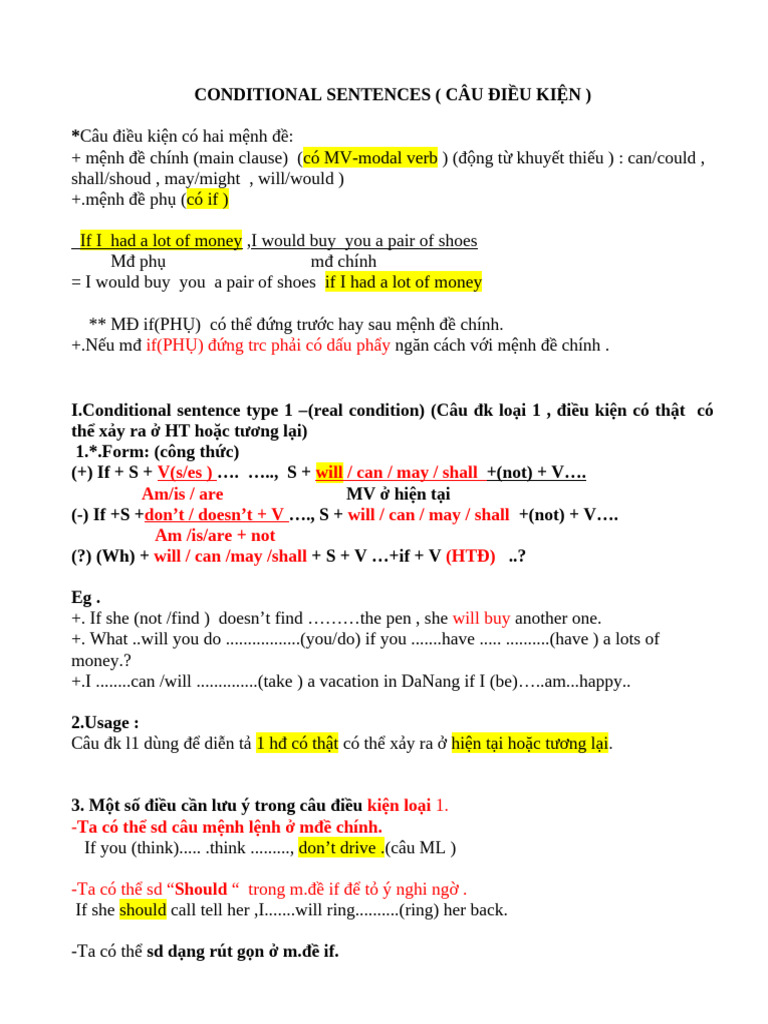 Understanding Conditional Sentences | PDF