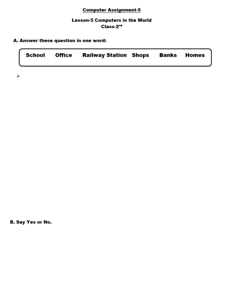 Assignment-5 - Computers in The World Grade-2 | PDF