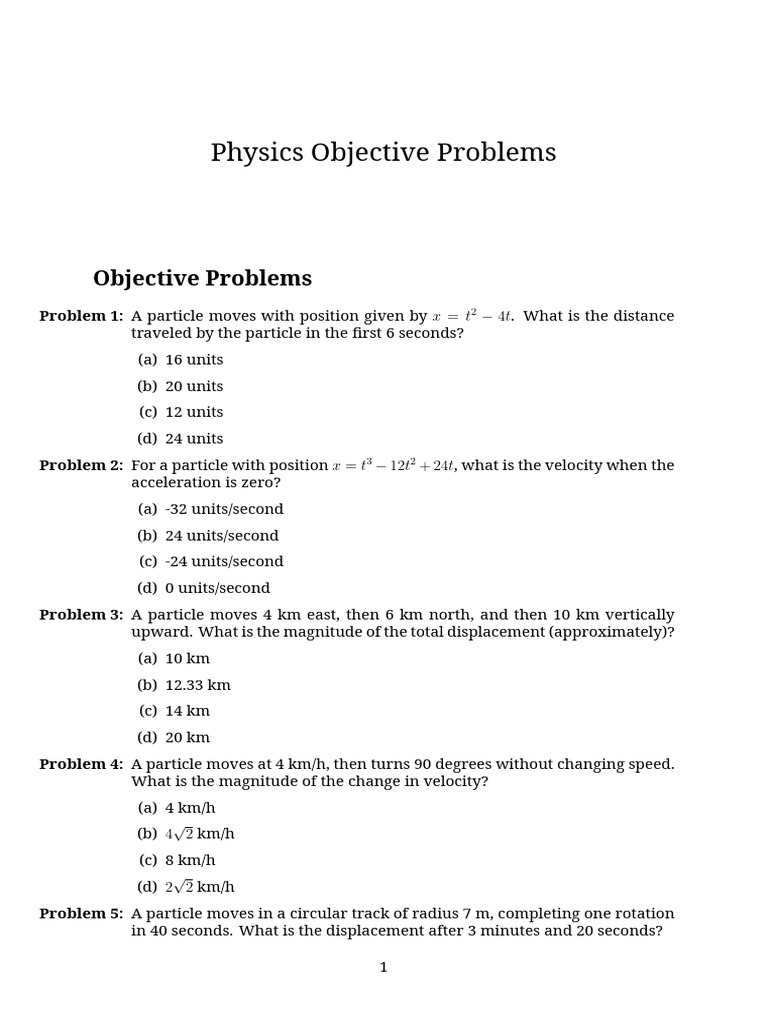 Kinematic Problem Mixed - 1 | PDF