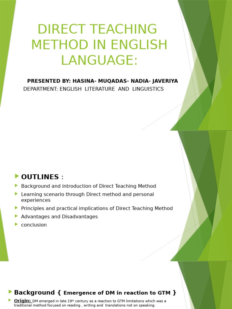 Direct Teaching Method in English Language - PPTX 123 (Autosaved) - 4 | PDF | Second Language ...