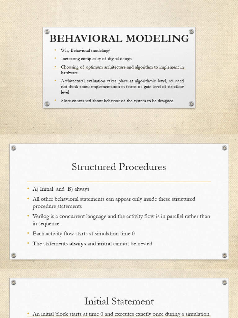 Behavioral Modeling in Verilog Explained | PDF | Computing | Software ...