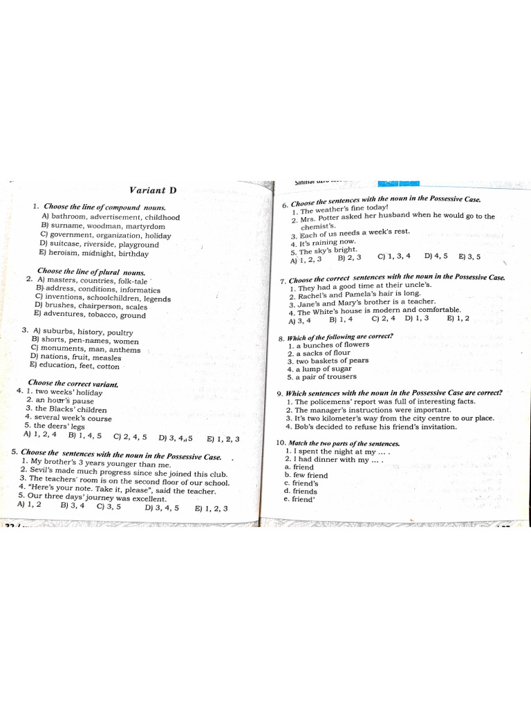 Noun 9 Grade | PDF