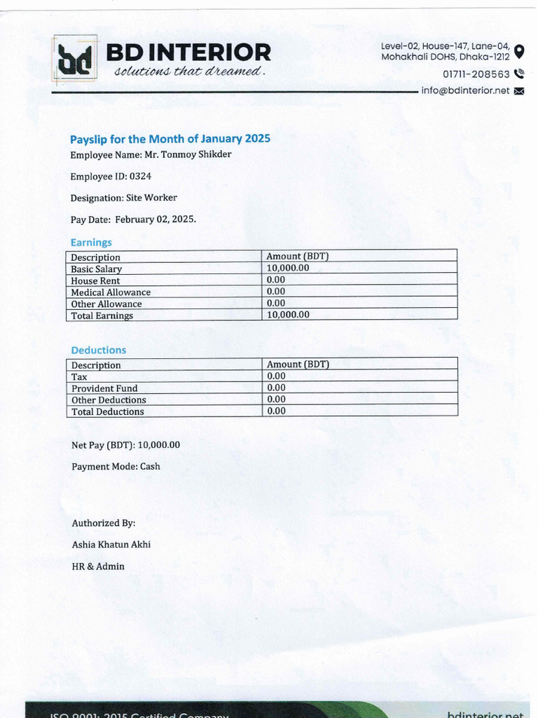 Payslip January 2025 | PDF