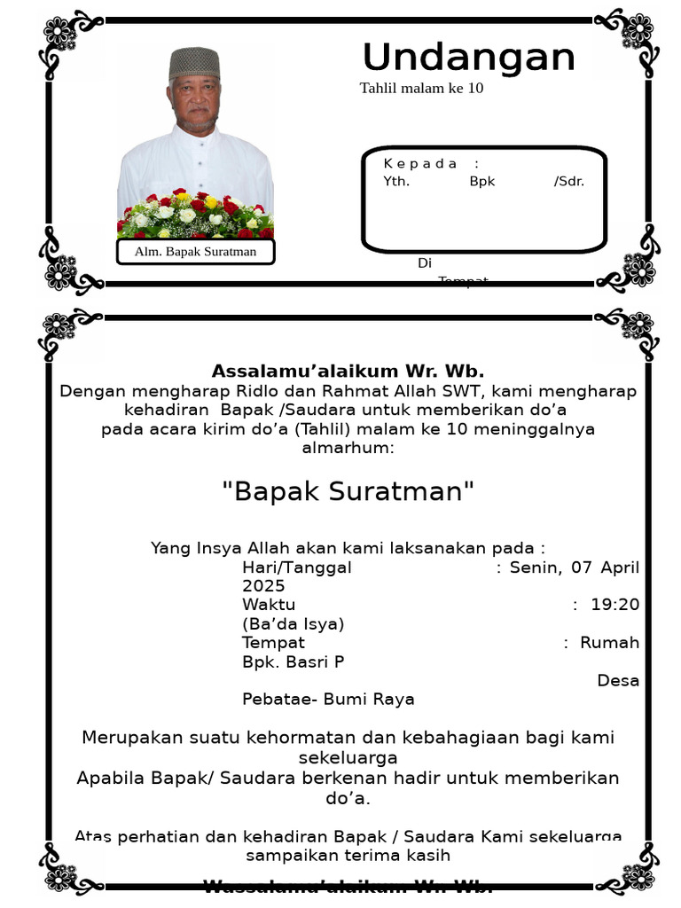 Undangan Tahlil 40 Hari | PDF