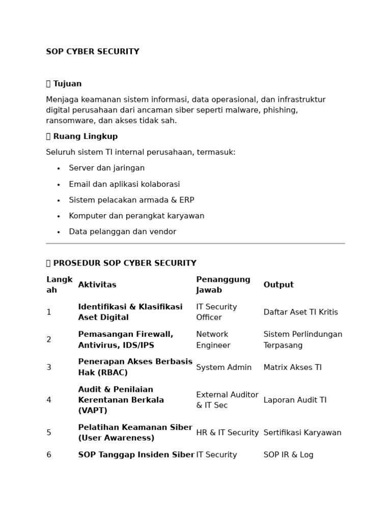 Sop Cyber Security | PDF