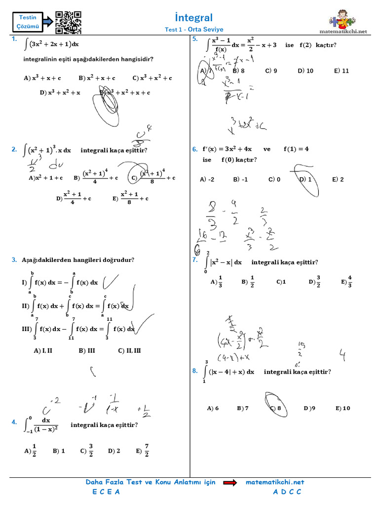 Integral Test 1 O | PDF