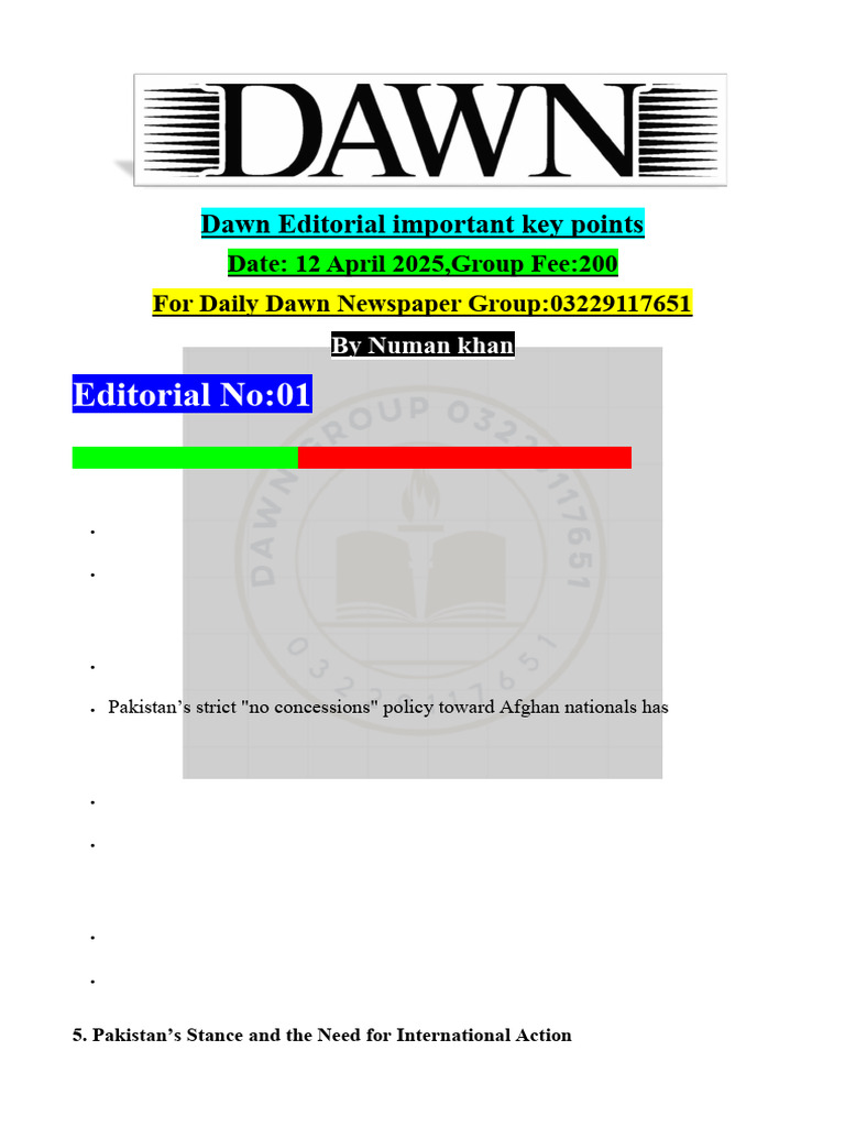 12 April Dawn Editorial Important Key Points 2025 | PDF | Boycotts Of Israel | Boycott ...