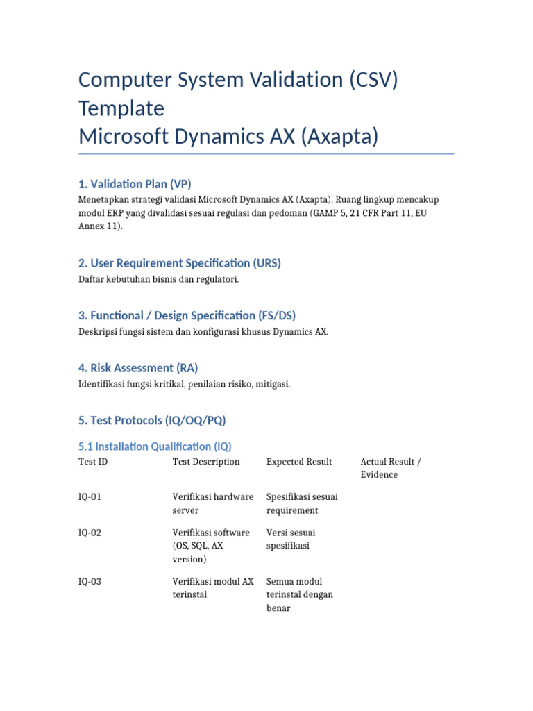 CSV Template Dynamics AX With RTM | PDF