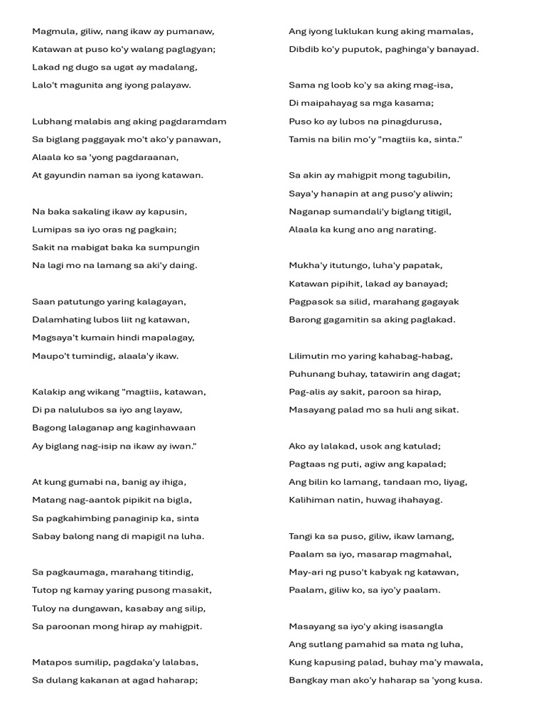 Magmula Giliw Nang Ika'y Pumanaw | PDF