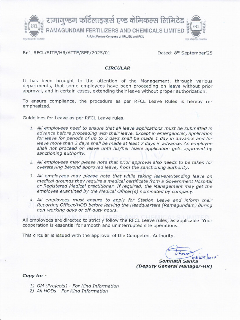 Circular - Leave Rules Re-Emphasized | PDF