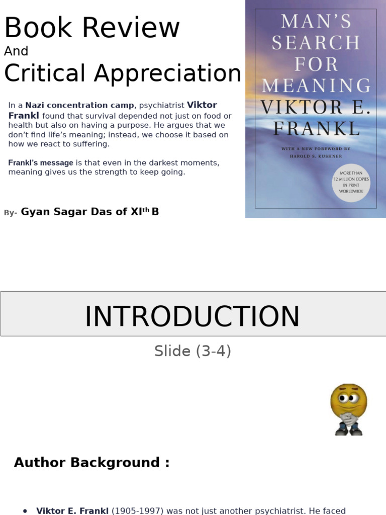 Book Review (Man's Search For Meaning) | PDF | Psychological Concepts ...