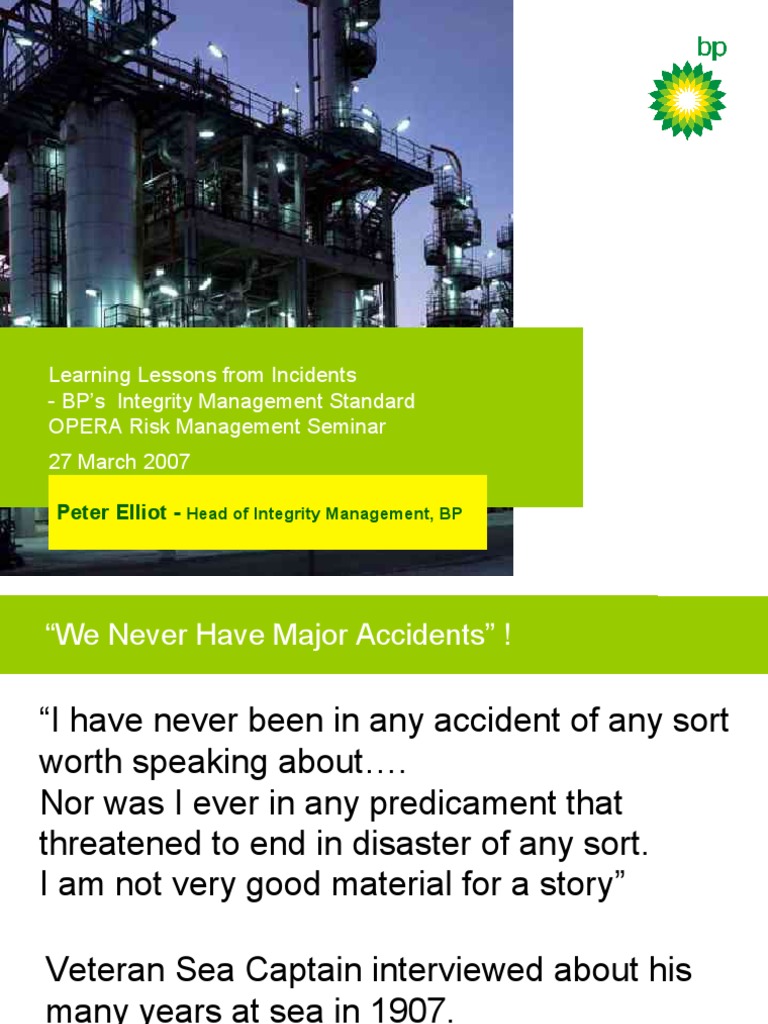 Learning Lessons From Incidents | PDF | Risk Management | Bp