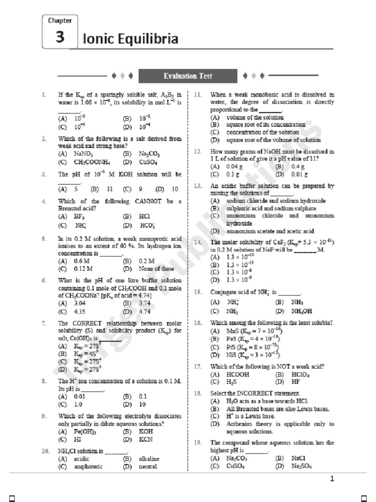 MHT-CET Triumph Chemistry - Evaluation Test of The Chapter Ionic ...