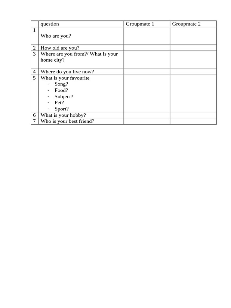 Questions 1st Lesson | PDF