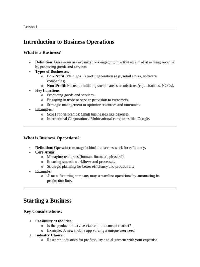 Introduction to Business Operations Guide | PDF | Business | Sales