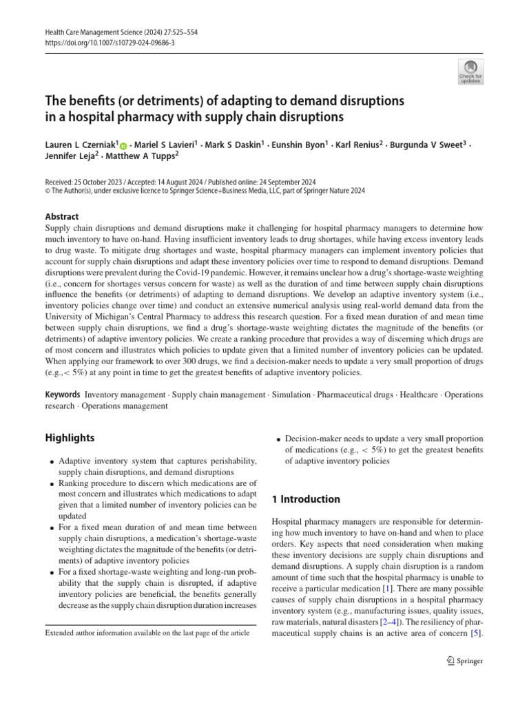 The Benefits (Or Detriments) of Adapting To Demand Disruptions in A ...