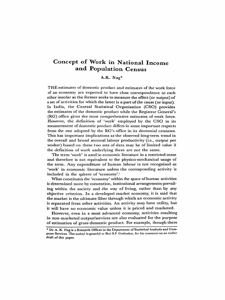 Concept of Work in National Income | PDF | Economics | Measures Of ...