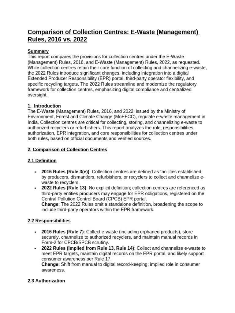 E-Waste Collection Centres: 2016 vs 2022 | PDF | Electronic Waste ...