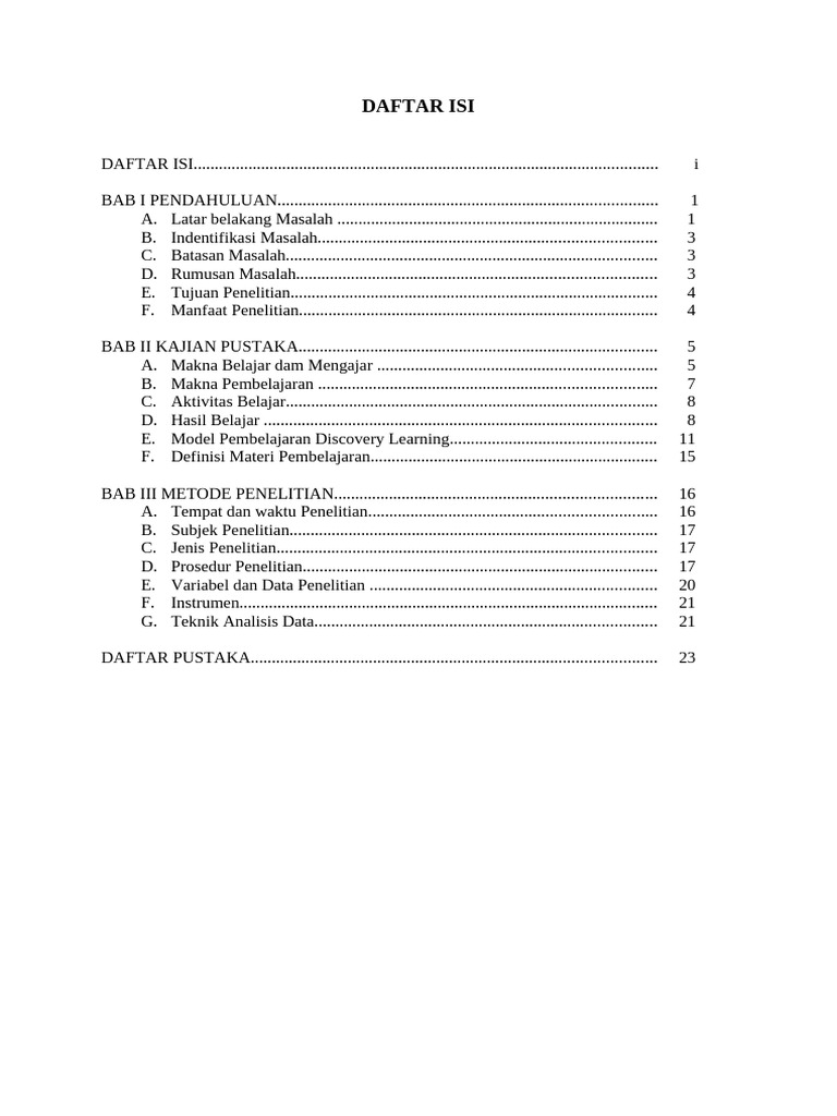 Daftar Isi PTK Discovery | PDF