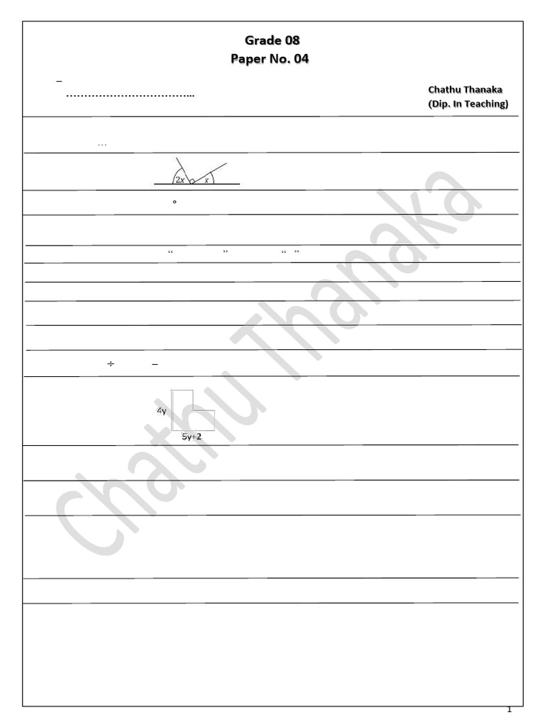 Grade 08 Paper No.04 | PDF