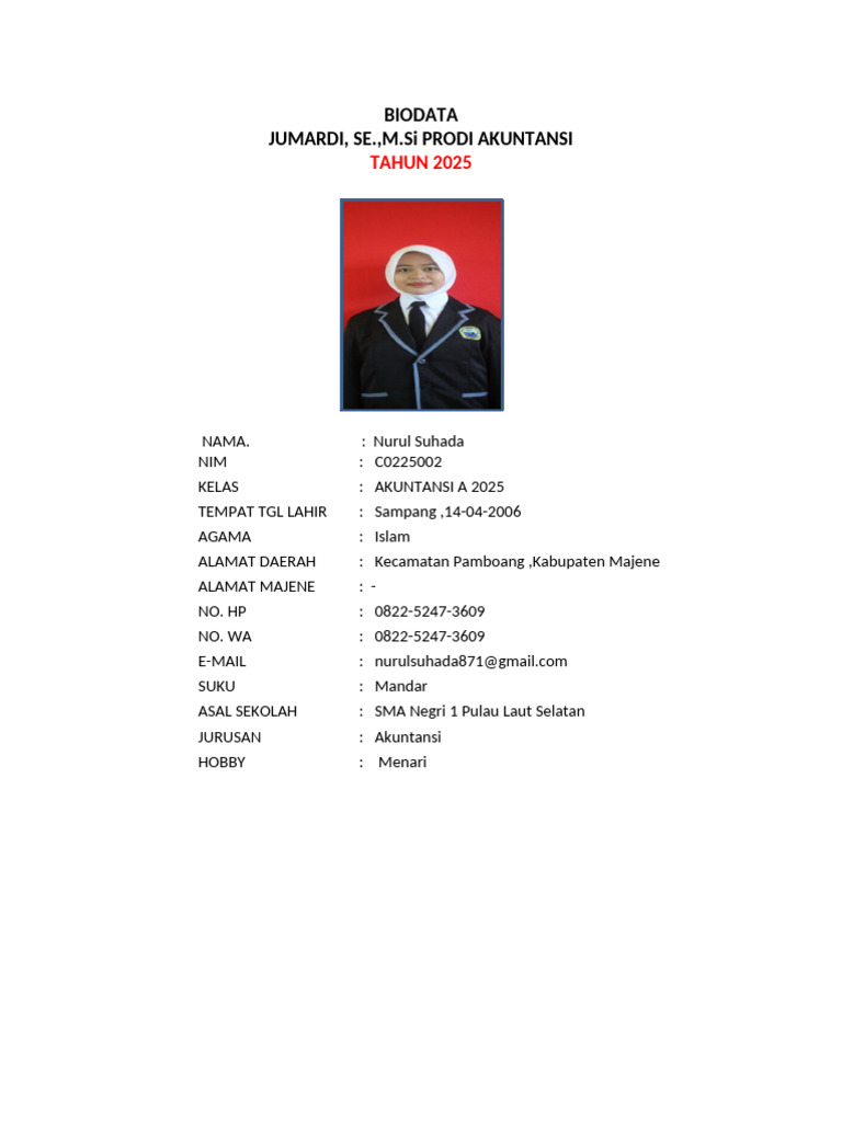Biodata Pa Nama Nim | PDF
