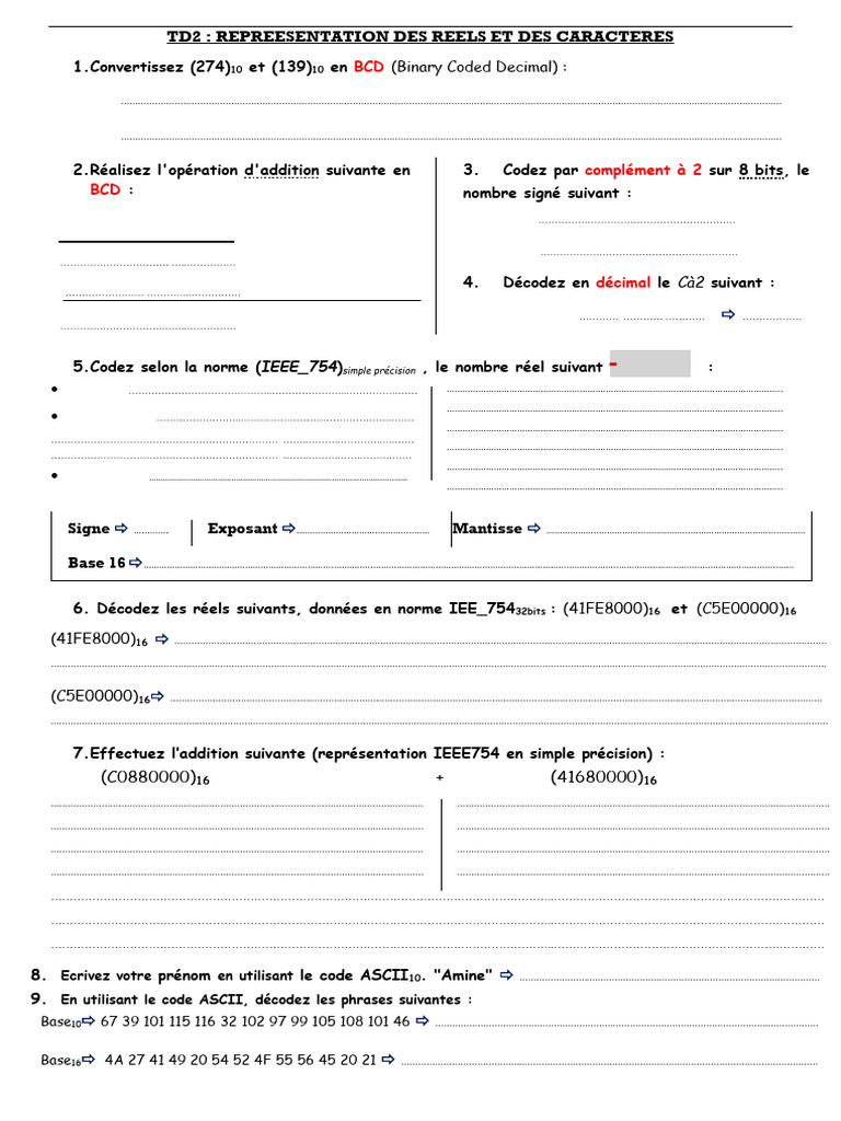 TD2 - Architecture - Version 2 - 2020 | PDF | Binary Coded Decimal | Theory Of Computation