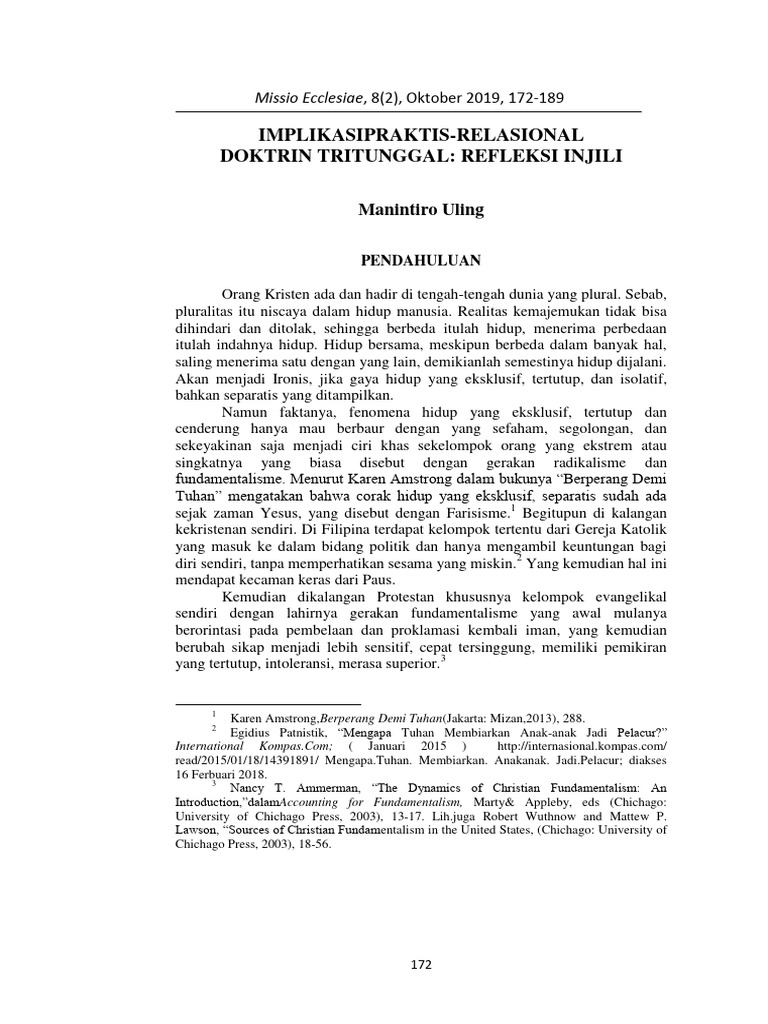 Implikasi Praktis Doktrin Tritunggal | PDF