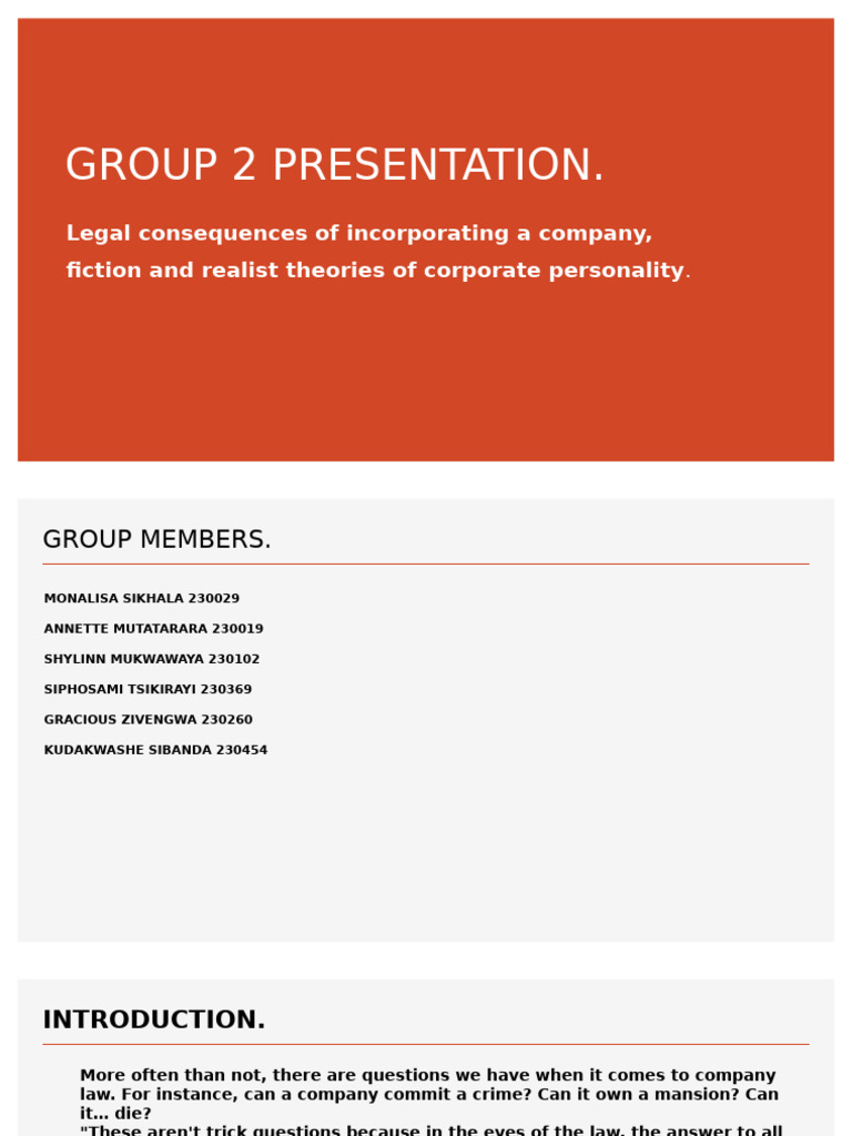 Group 2 Presentation | PDF | Piercing The Corporate Veil | Corporations