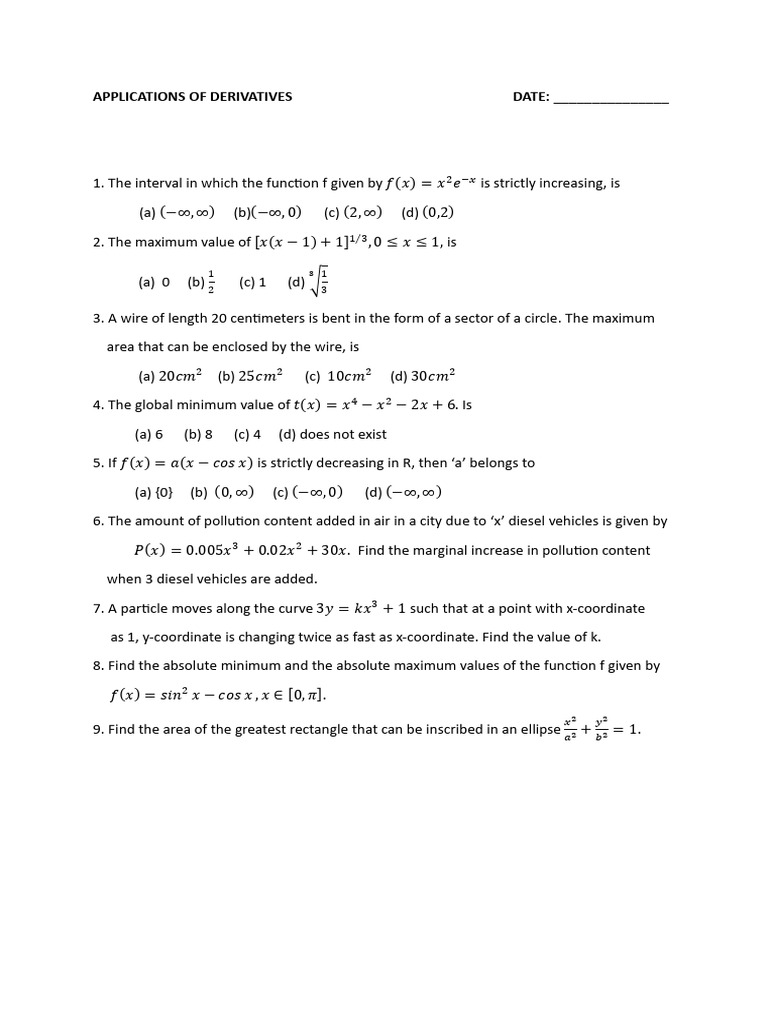 Applications of Derivatives | PDF