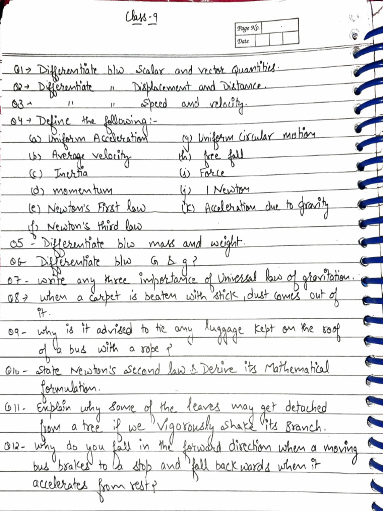 Class 9th Physics Assignment | PDF