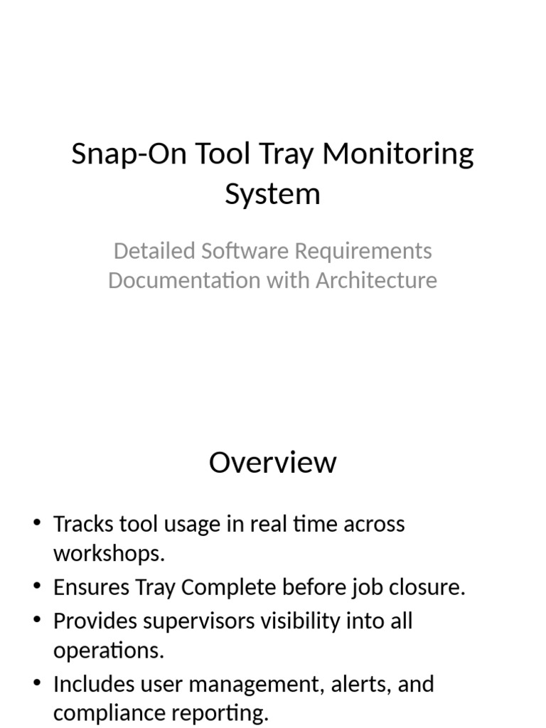 Snap-On Tool Tray Monitoring System Guide | PDF | Postgre Sql ...