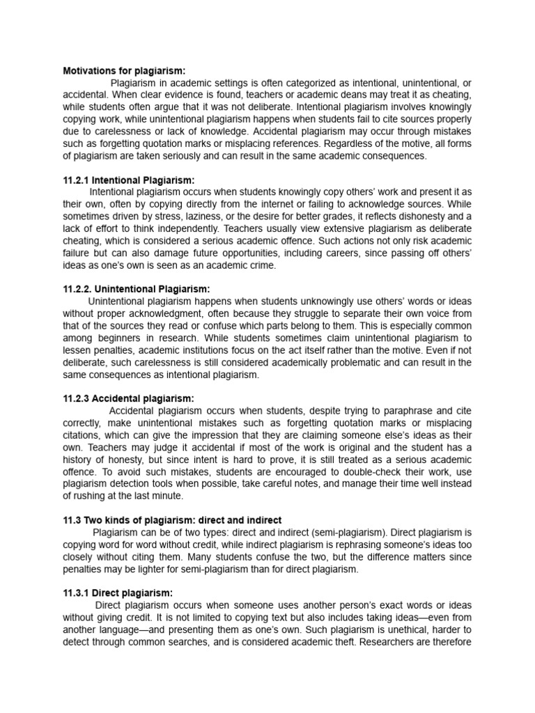Understanding Types of Plagiarism | PDF | Plagiarism | Motivation