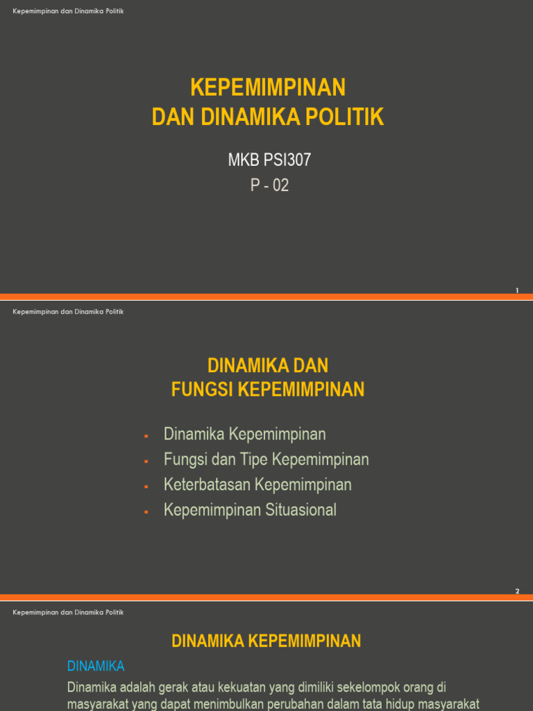 P02 Dinamika Dan Fungsi Kepemimpinan | PDF