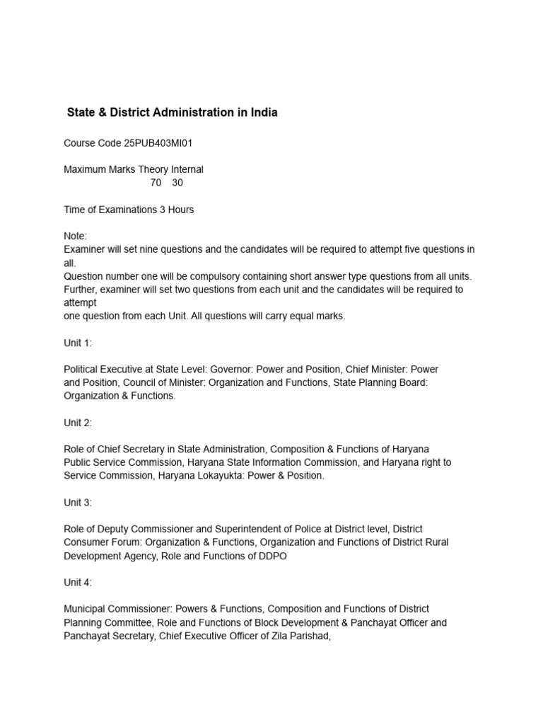 District Administration Syllabus Overview | PDF