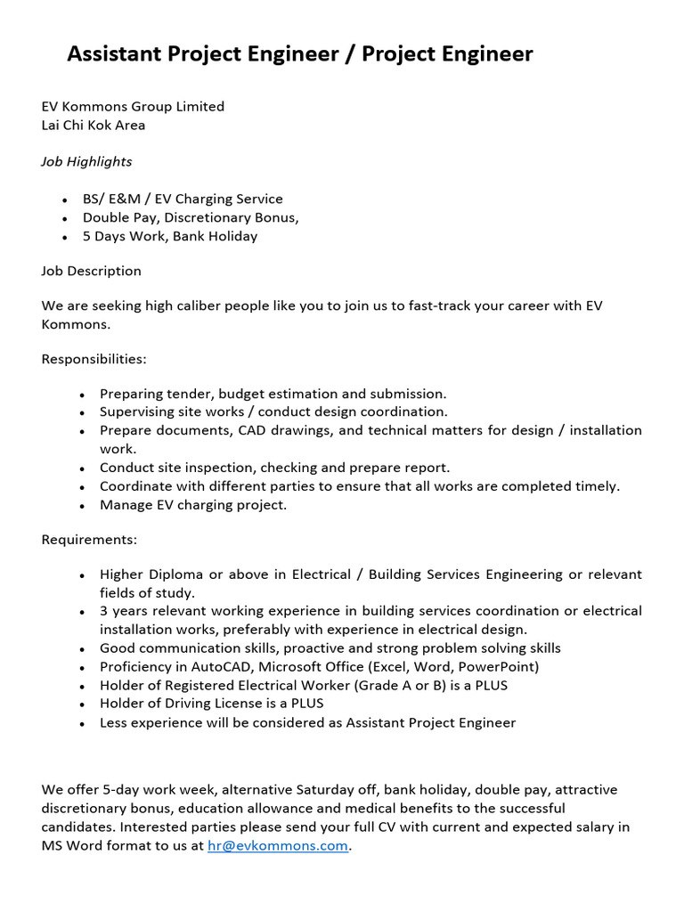 Job Post Project Engineer - V3 | PDF