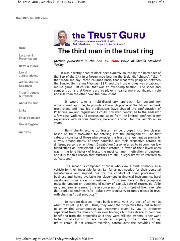 The Third Man in The Trust Ring (Geronimo Article) | PDF | Taxes
