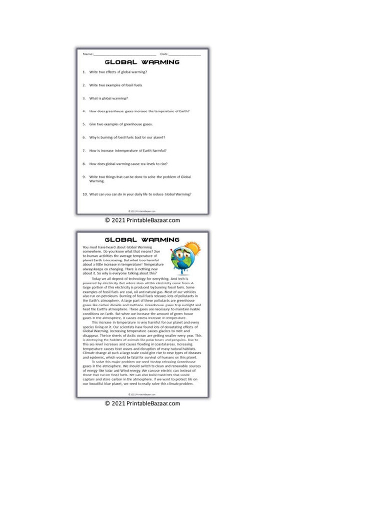 Global Warming - Test Revision | PDF