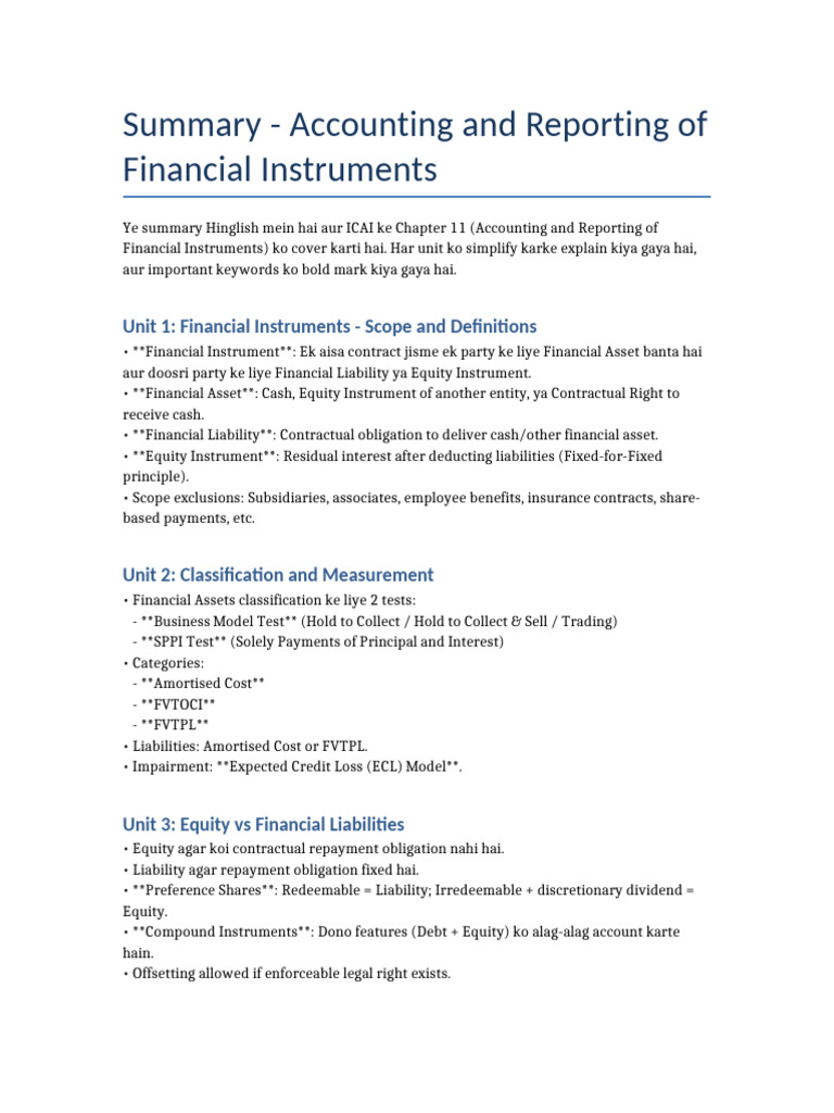Financial Instruments Summary | PDF | Derivative (Finance) | Equity ...