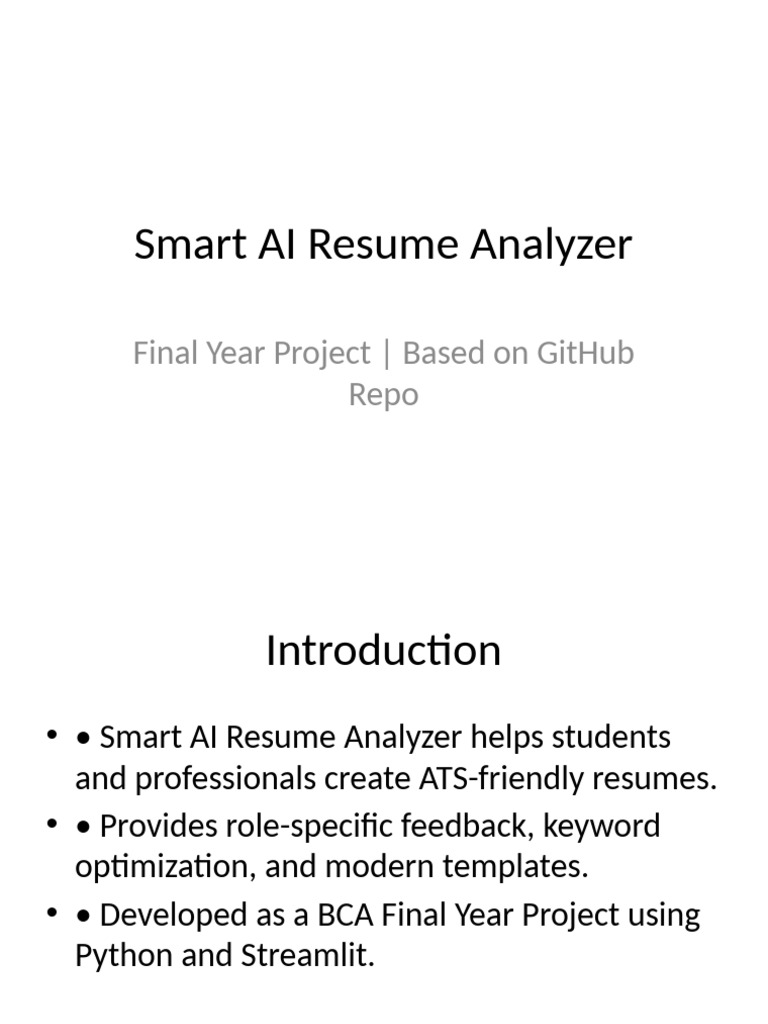Smart AI Resume Analyzer Detailed | PDF