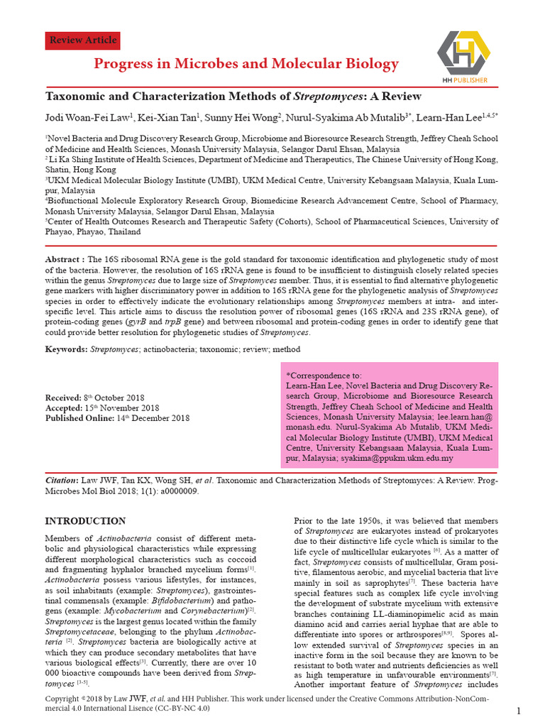 Taxonomic and Characterization Methods of Streptom | PDF | Ribosomal Rna | 16 S Ribosomal Rna