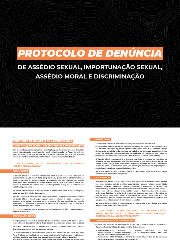 Protocolo de Denúncia de Assédio e Discriminação | PDF | Assédio sexual ...