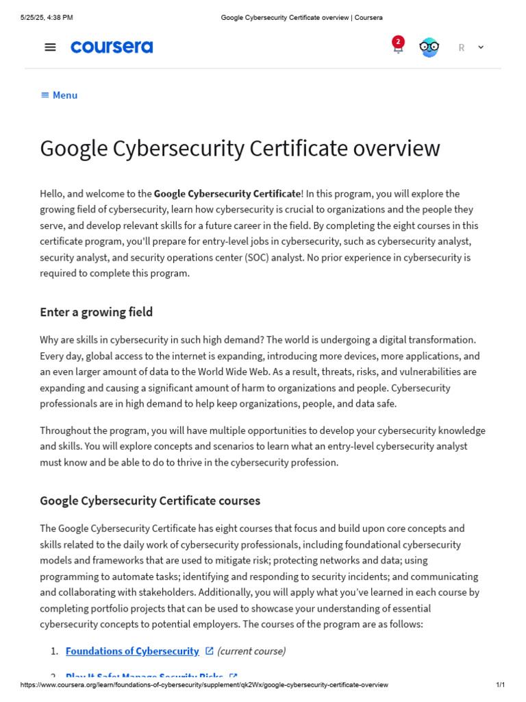 Google Cybersecurity Certificate Guide | PDF | Computer Security | Security