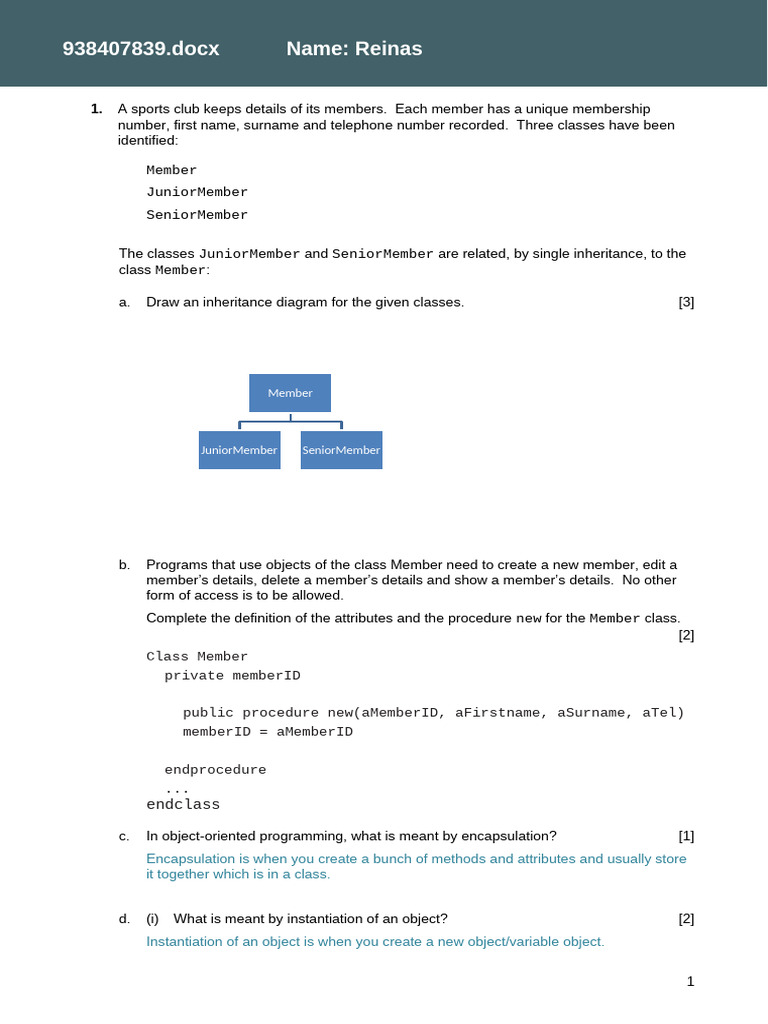 Object Oriented Techniques 2 - Done | PDF | Class (Computer Programming ...