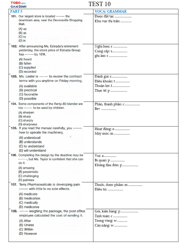 c10.S A Part 5 Test 10 | PDF